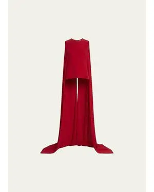Michael Kors Opera Draped Wool Crepe Blouse - Ruby