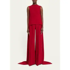 Michael Kors Opera Draped Wool Crepe Blouse