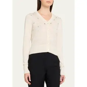 Prabal Gurung Celestial Embroidered Silk-cashmere V-neck Cardigan