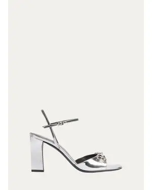 Gucci 85mm Signora Metallic Leather Ankle-strap Sandals - Silver