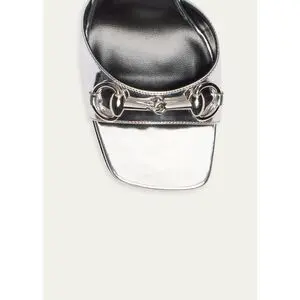 Gucci 85mm Signora Metallic Leather Ankle-strap Sandals