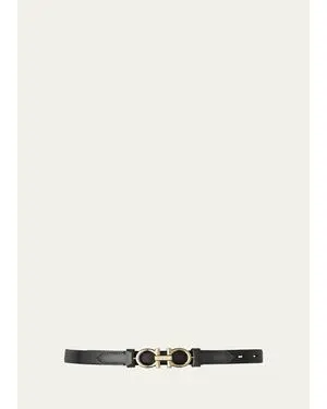 FERRAGAMO Gancini-buckle Leather Rolo Belt - Nero