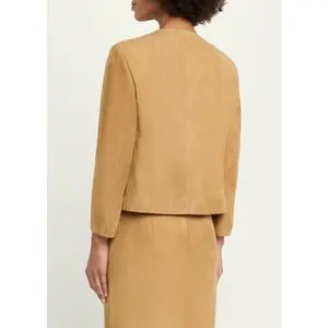Akris Collarless Suede Single-breasted Jacket