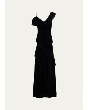 Diane Von Furstenberg Sofia Ruffle Cold-shoulder Maxi Dress