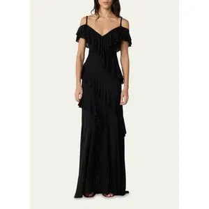 Diane Von Furstenberg Sofia Ruffle Cold-shoulder Maxi Dress