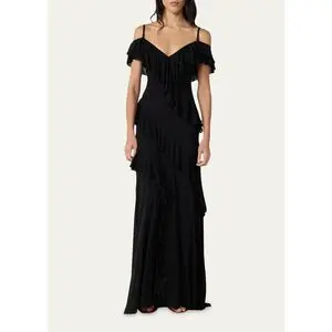Diane Von Furstenberg Sofia Ruffle Cold-shoulder Maxi Dress
