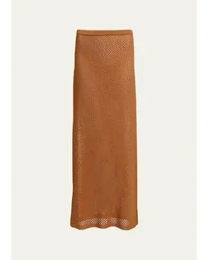 Diane Von Furstenberg Harmon Straight Shimmer Mesh Knit Maxi Skirt