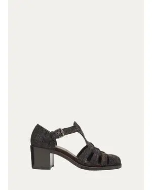 Church's 50mm Kelsey Plaid Tweed Fisherman Sandals - Ebano