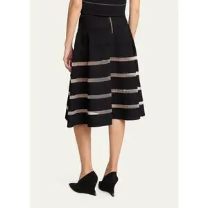 Balmain Sheer Striped Midi Skirt