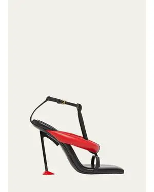 Givenchy 95mm Boudoir Leather Thong Sandals - Black/red