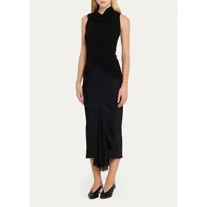 Rick Owens Sliced Mixed-media Sleeveless Midi Dress