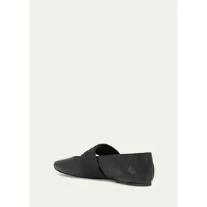 Givenchy Sliced Square Textured Leather Square-toe Ballerina Flats - Black