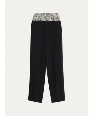 Cinq À Sept Dionne Crystal Ivy Double-waistband Trousers - Black