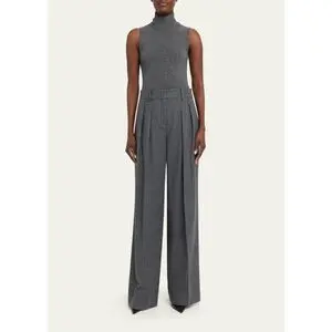 Michael Kors Pleated Wool Wide-leg Trousers