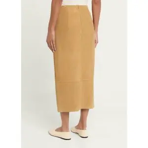 Akris Suede Button-front Midi Skirt