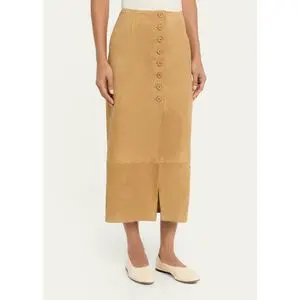 Akris Suede Button-front Midi Skirt