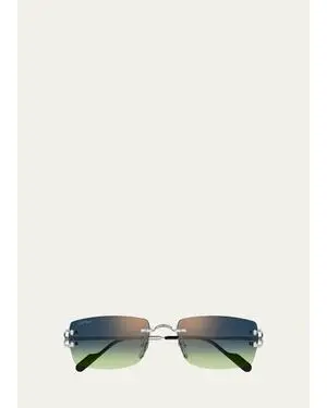 Cartier Ct0550s-008 Metal Rectangle Sunglasses - Silver