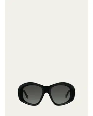Loewe Anagram 51mm Beveled Acetate Pentagon Sunglasses - Black
