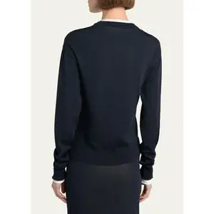 Bottega Veneta Silk Double Knit Crewneck Cardigan