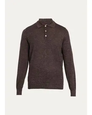 Brunello Cucinelli Melange Cashmere-blend Polo Sweater - Brown