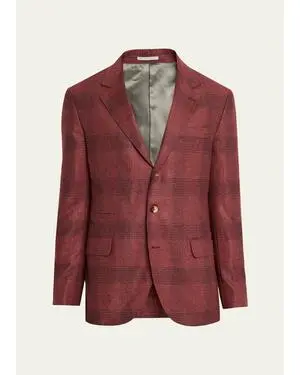 Brunello Cucinelli Plaid Wool-cashmere Single-breasted Sport Coat - Red