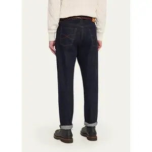 Brunello Cucinelli Rinsed Dark-wash Denim Straight-leg Jeans