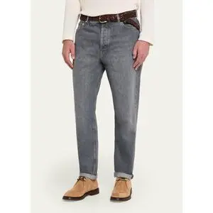 Brunello Cucinelli Rinsed Grey Denim Straight-leg Jeans