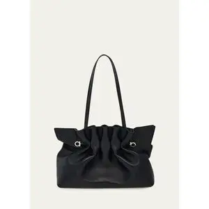FERRAGAMO Medium Gancini Pierced Shoulder Bag - Nero