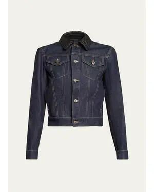 Bottega Veneta Intrecciato Collar Cotton Denim Jacket