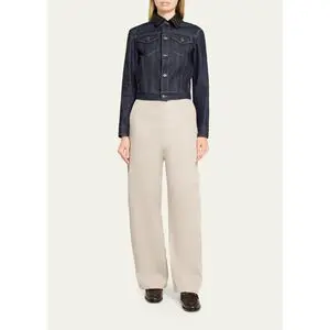 Bottega Veneta Intrecciato Collar Cotton Denim Jacket