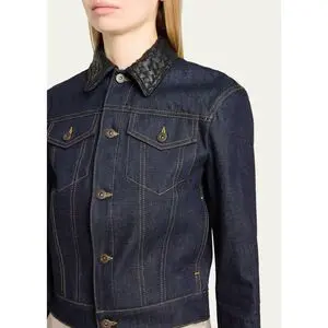 Bottega Veneta Intrecciato Collar Cotton Denim Jacket