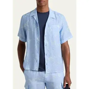 Vilebrequin Bubble Turtles Linen Short-sleeve Shirt