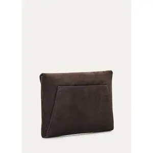 Brunello Cucinelli Suede Envelope Clutch Bag - Espresso