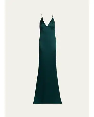 TOM FORD Crystal-trim Backless Satin Mermaid Gown - Emerald