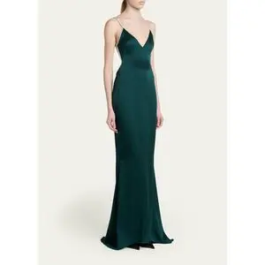 TOM FORD Crystal-trim Backless Satin Mermaid Gown