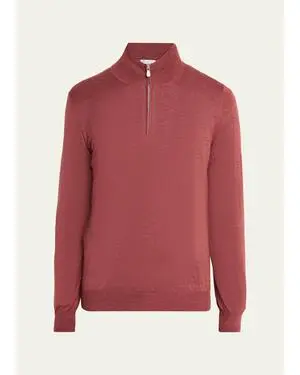 Brunello Cucinelli Cashmere-blend Quarter-zip Sweater - Red