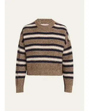 Brunello Cucinelli Cashmere-mohair Striped Sweater - Brown