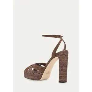 JIMMY CHOO 120mm Kove Raffia Platform Sandals