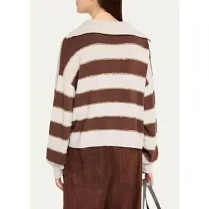 Brunello Cucinelli Paillette Striped Cashmere Sailor Sweater