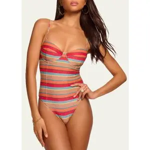 Ramy Brook Jayda Glitter Striped One-piece Swimsuit