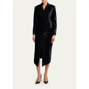 TOM FORD Croco-embossed Velvet Midi Skirt