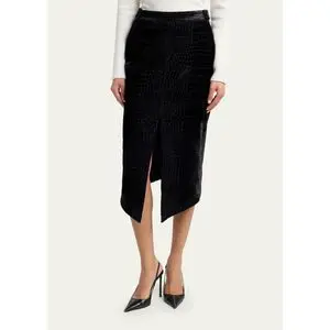 TOM FORD Croco-embossed Velvet Midi Skirt