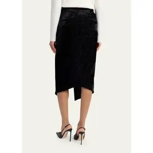 TOM FORD Croco-embossed Velvet Midi Skirt