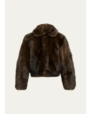 Brunello Cucinelli Lamb Shearling Zip Jacket With Monili Trim - Deep Brown