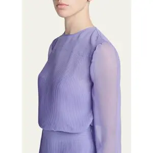 TOM FORD Plisse Chiffon Long-sleeve Midi Dress