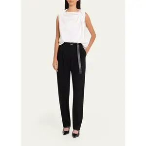 Michael Kors Dru Pleated Tapered Wool Trousers