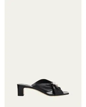 JIMMY CHOO 45mm Rafi Leather Mules - Black