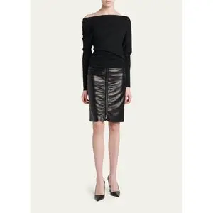 TOM FORD Wool-silk Asymmetric Off-shoulder Sweater