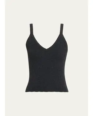 LISA YANG Suni Scalloped Cotton-cashmere Rib Tank Top