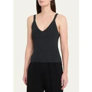 LISA YANG Suni Scalloped Cotton-cashmere Rib Tank Top